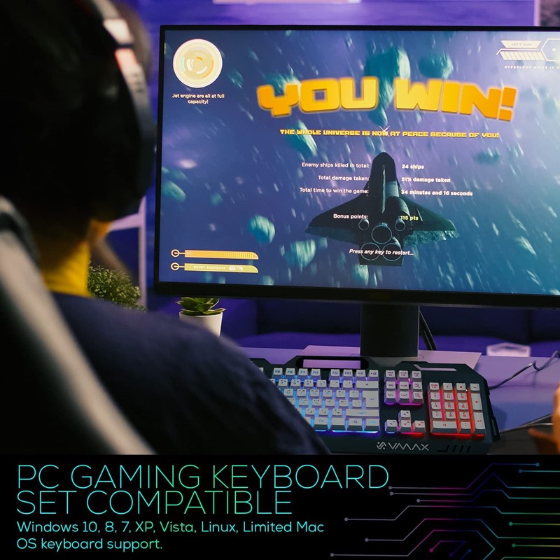 Buy VMax Metal RGB Gaming Keyboard VGK611 - Silver in Kuwait